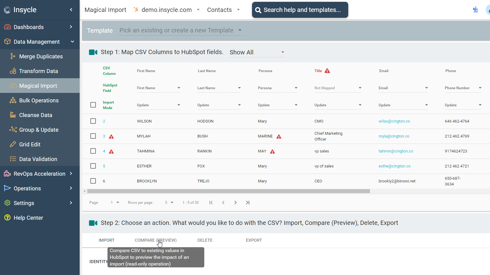 Insycle Data Management HubSpot Integration | Connect Them Today